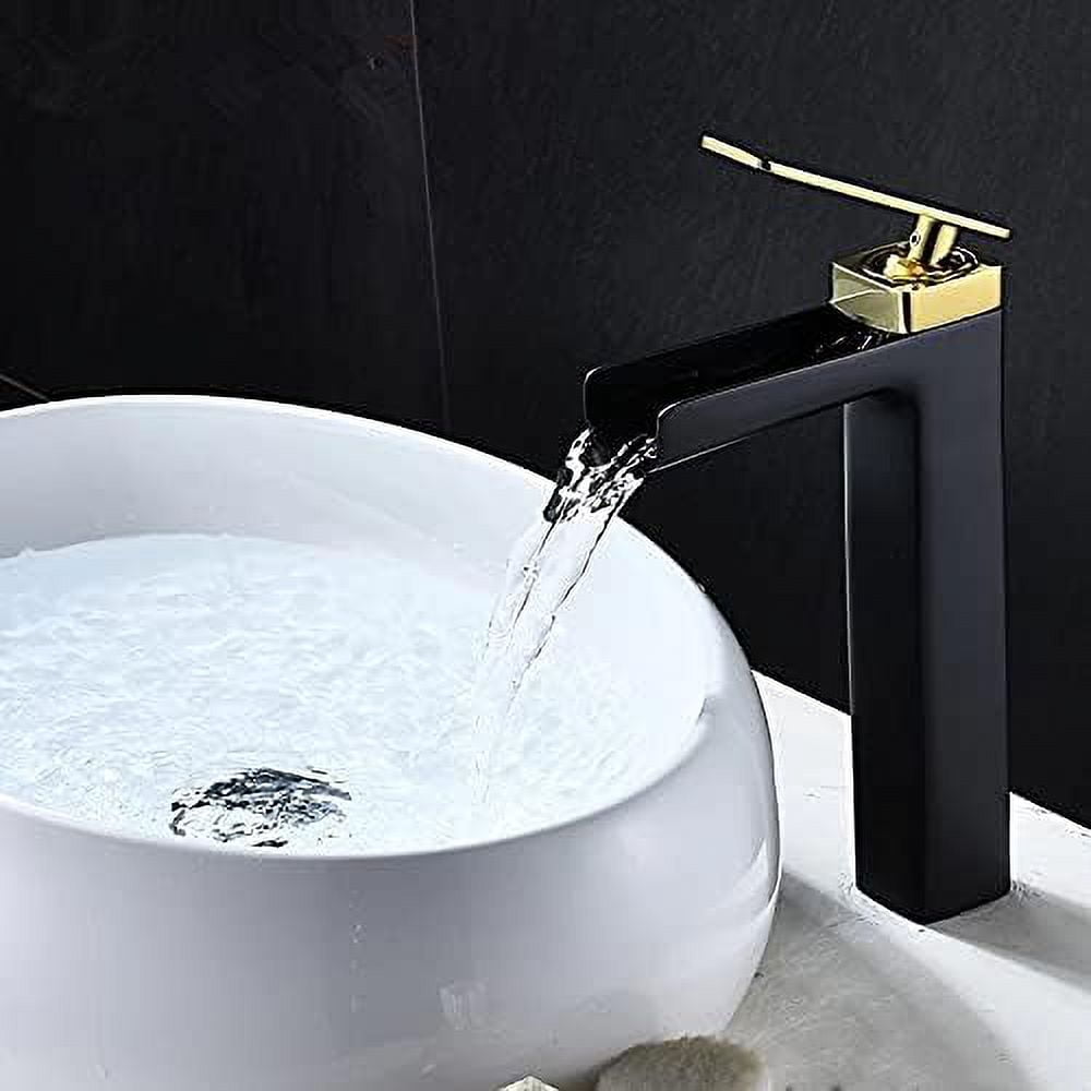 Black Bathroom Basin Faucet Hot and Cold Basin Mixer Faucet Waterfall ...