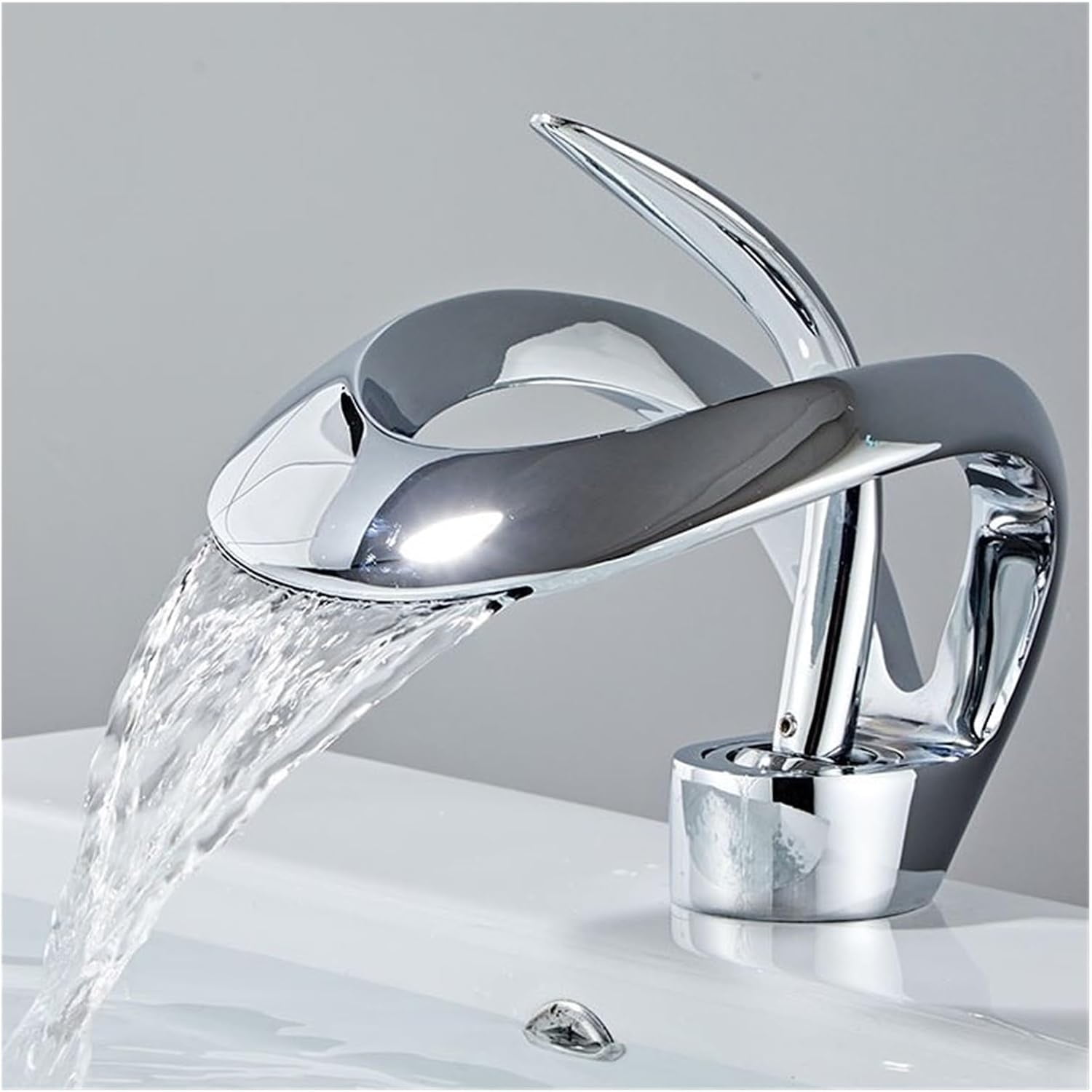 Black Bathroom Basin Taps Single Handle Waterfall Faucet Solid Brass ...