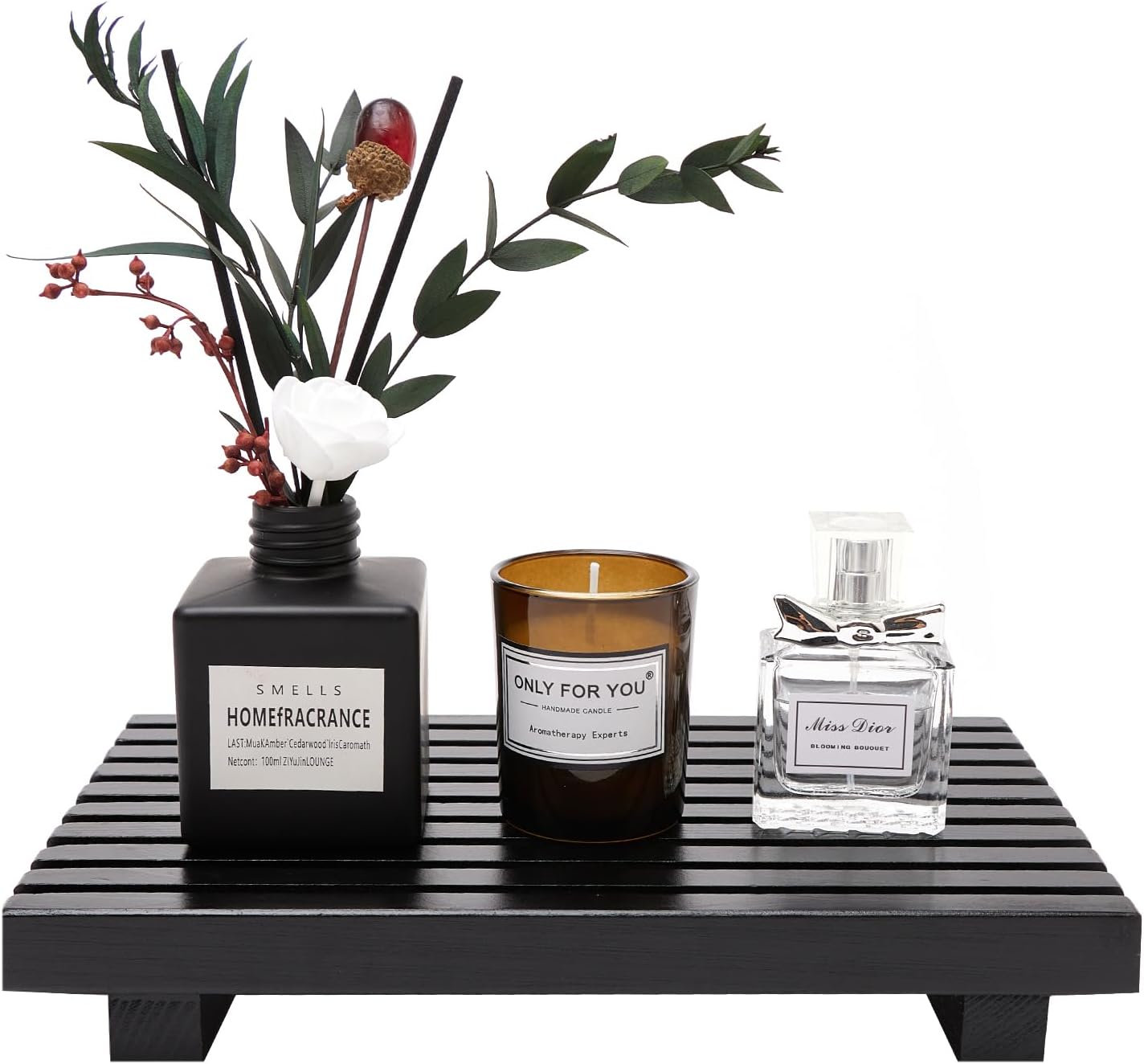 Black Bathroom Counter Organizer Wooden Display Pedesta Stand Kitchen ...