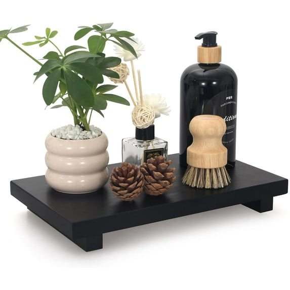 Black Bathroom Counter Tray Organizer Wood Risers Stand Kitchen Sink ...