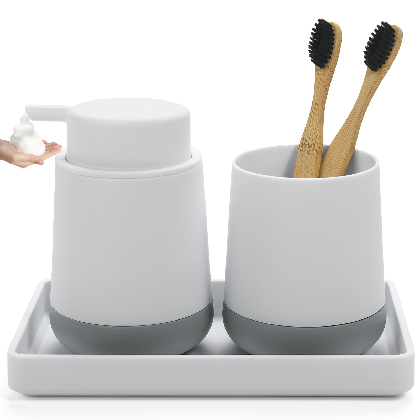 Black Bathroom Countertop Accessories Set,Soap Dispenser and Toothbrush ...