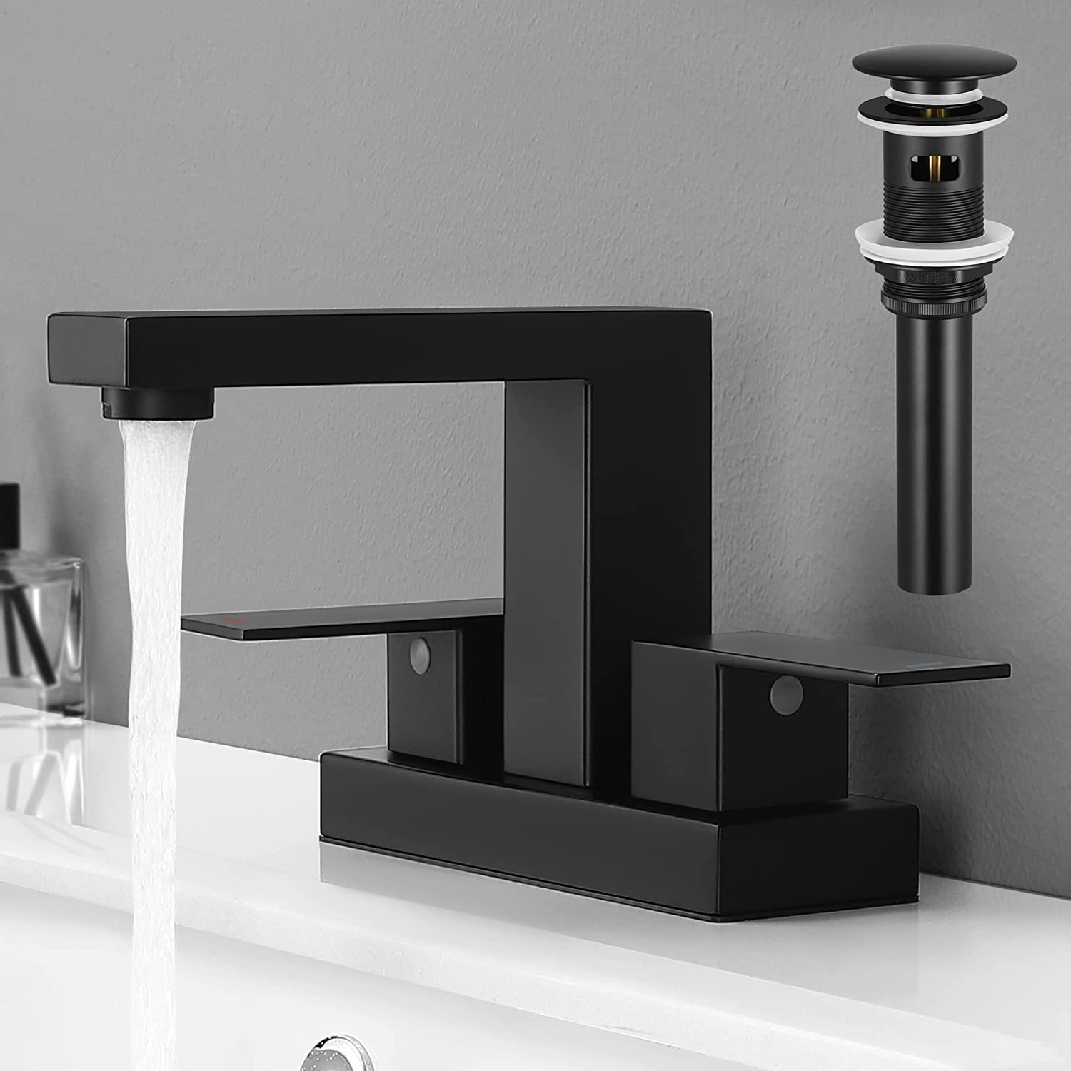 Black Bathroom Faucet 4 Inch Centerset Bathroom Sink Faucet with ...