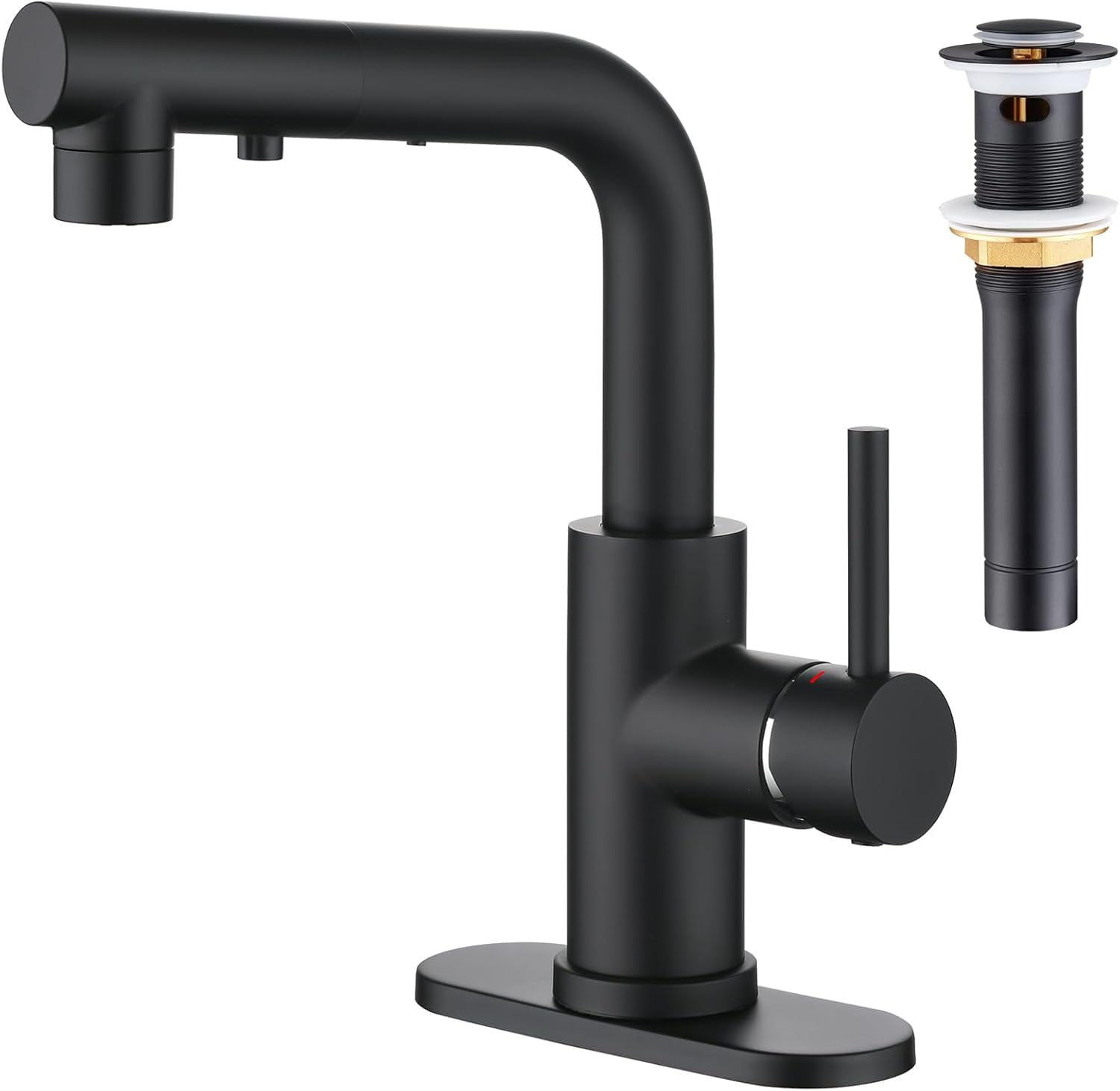 Black Bathroom Faucet with Pop Up Drain Stopper Overflow, Small Sink ...
