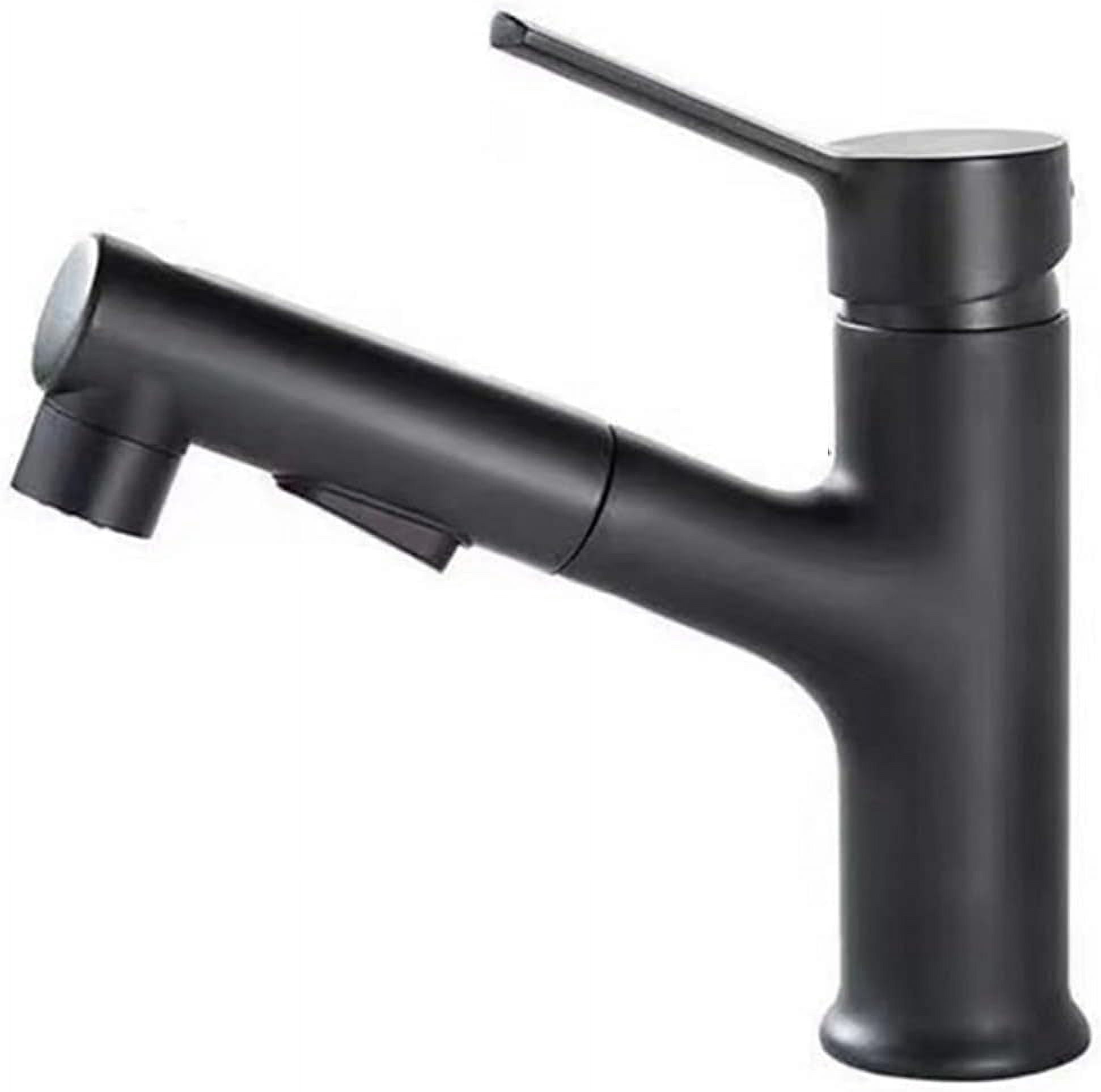 Black Bathroom Faucet Single Hole Pull Out Spout Kitchen Sink Mixer Tap ...