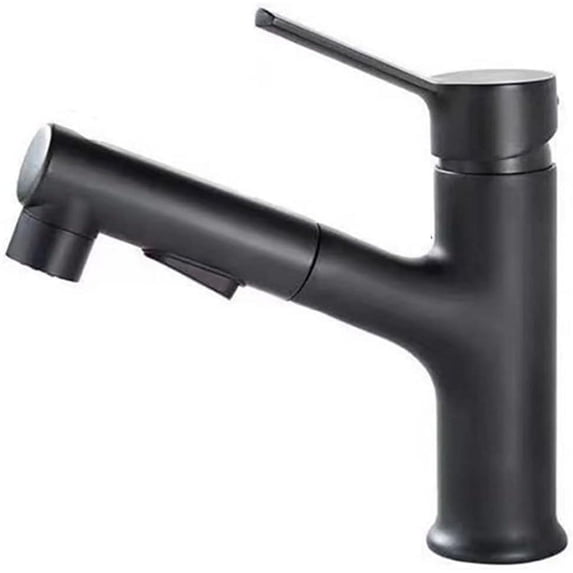 Black Bathroom Faucet Single Hole Pull Out Spout Kitchen Sink Mixer Tap ...