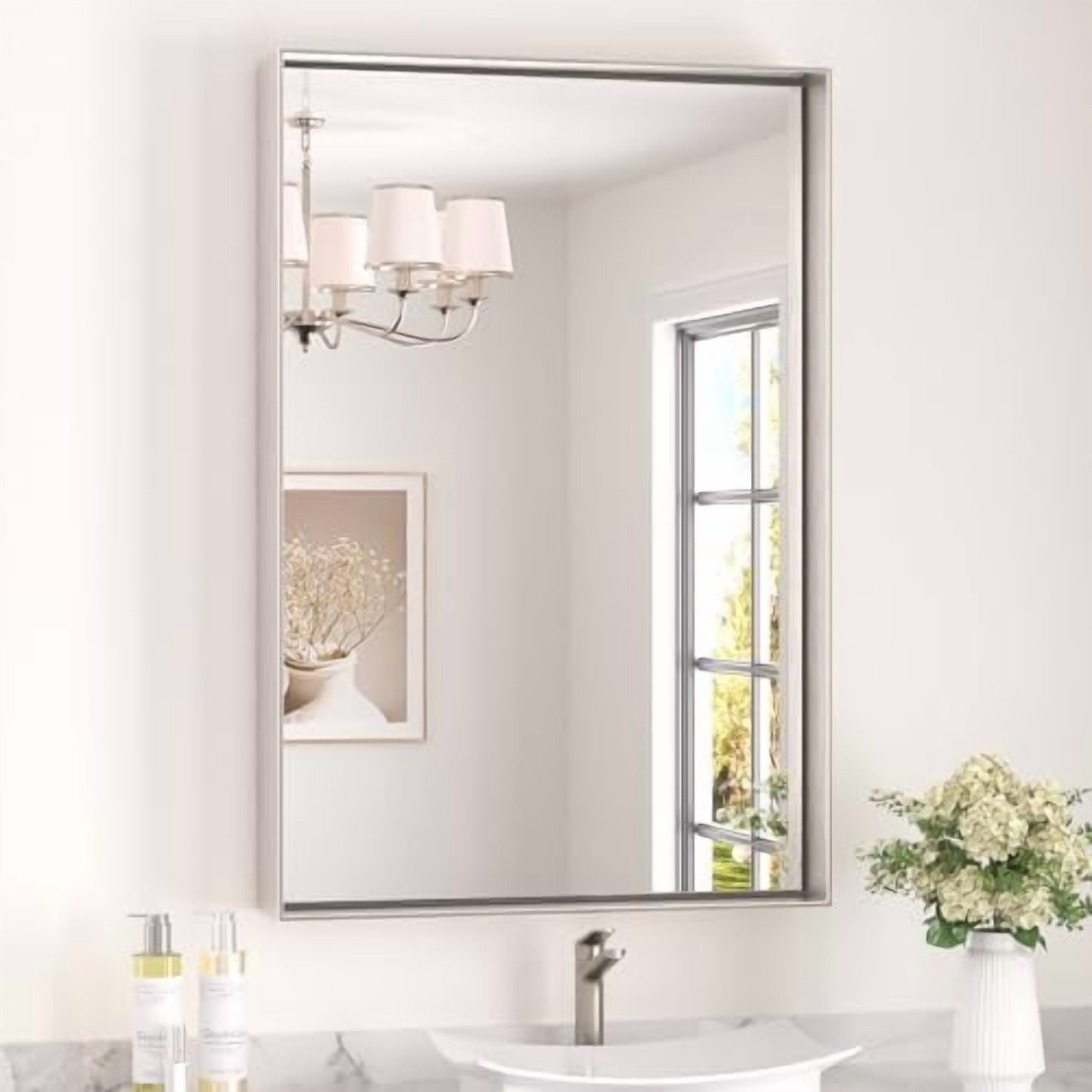 Black Bathroom Mirror 22 x 30 Inch, Brushed Black Framed Mirror for ...