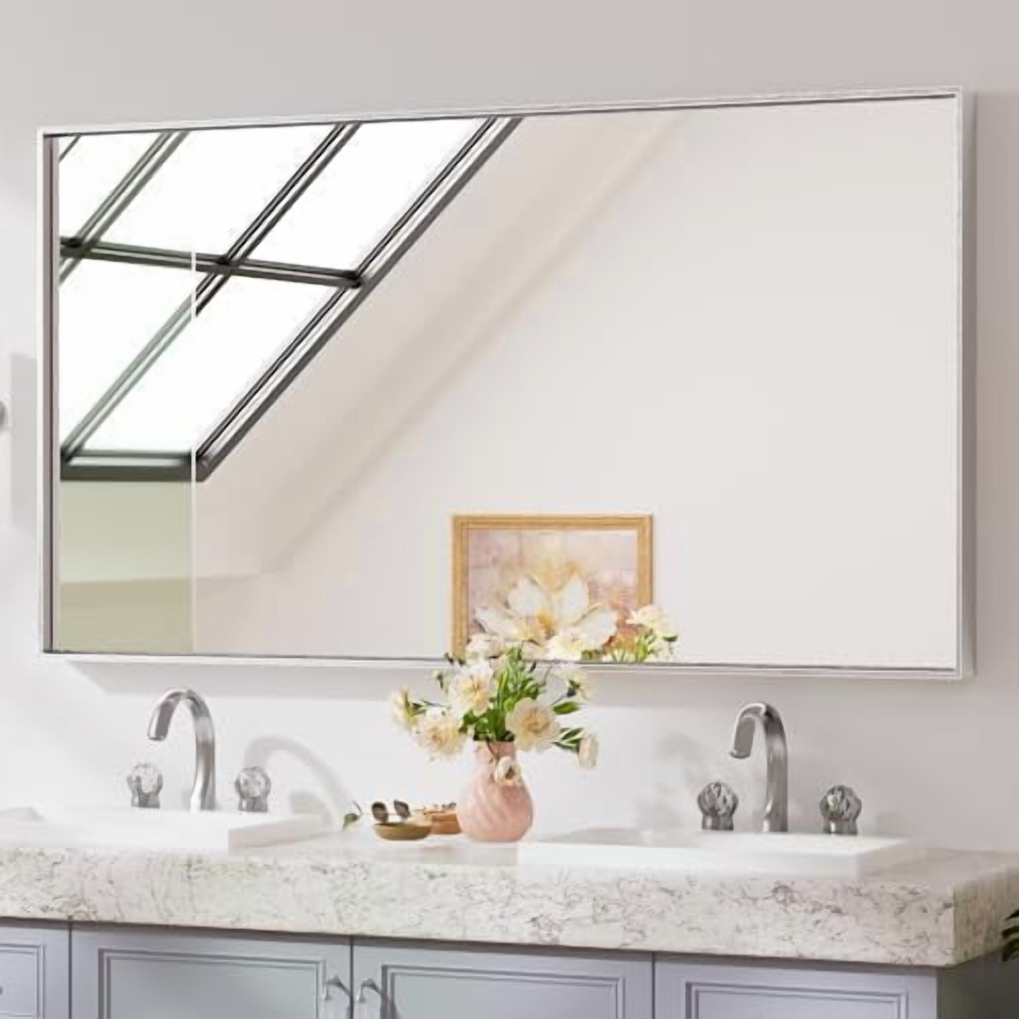 Black Bathroom Mirror 22 x 30 Inch, Brushed Black Framed Mirror for ...