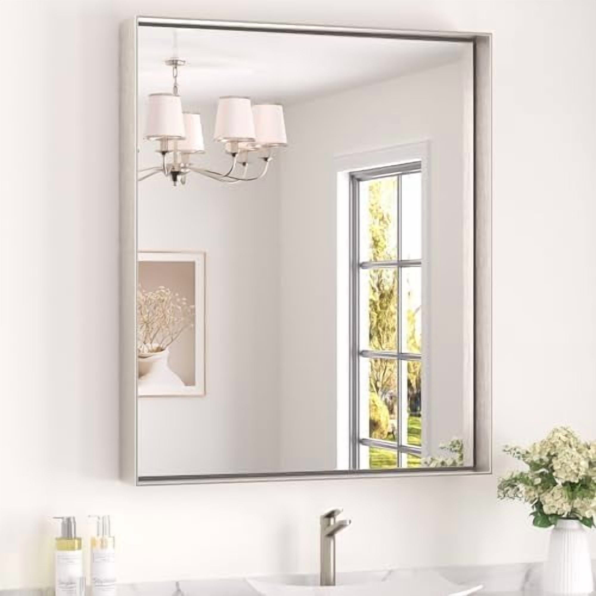 Black Bathroom Mirror 22 x 30 Inch, Brushed Black Framed Mirror for ...