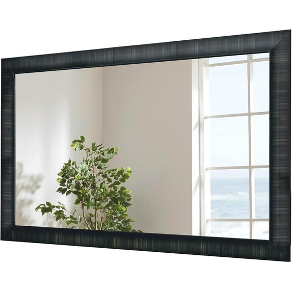 Black Bathroom Mirror 24x36 Inch, Rectangle Wall Mirrors with Tempered ...