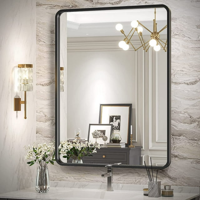 Free Shipping! Scifil 22x30 Inch Black Bathroom Wall Mirror, Restroom ...