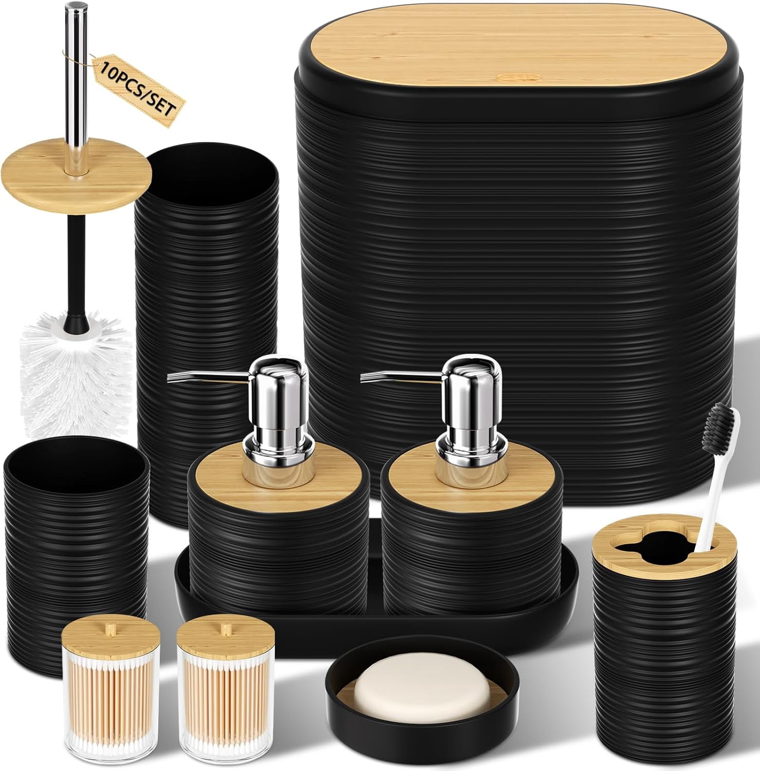 Black Bathroom Set - 10PC Bathroom Accessories Set, Luxury Bathroom ...