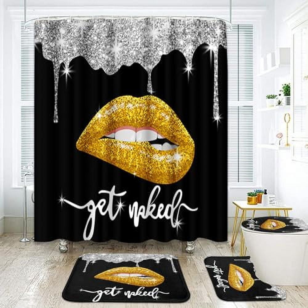 Black Bathroom Sets With Shower Curtain And Rugs And Accessories Get