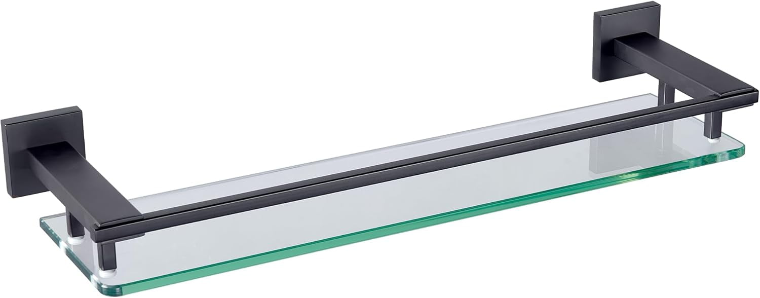 Black Bathroom Shelves Glass Shelf 20-Inch Floating Tempered Glass ...