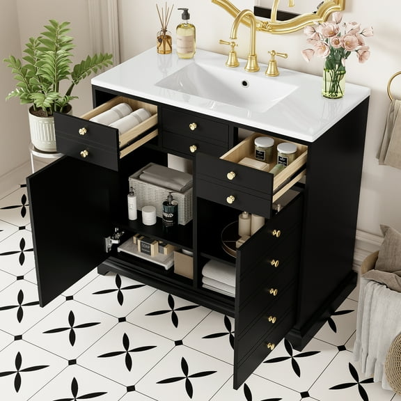 Bathroom Vanity Unit / Freestanding Design, Eco-Friendly Plywood, Metal ...