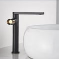 Black Bathroom Tall Basin Faucet Deck Mount Round Handle Hot Cold Mixer ...