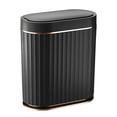 Black Bathroom Trash Can with Lid, 2 Gallon Automatic Sensor Slim Waste ...