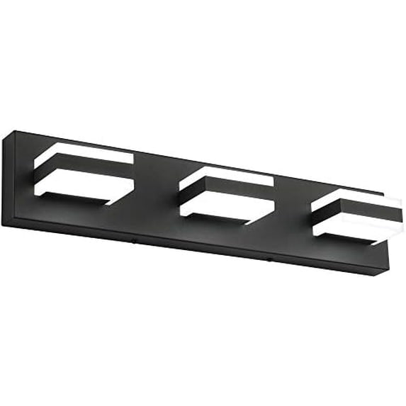 Black Bathroom Vanity Light Fixtures Over Mirror LED Dimmable 3 Lights ...