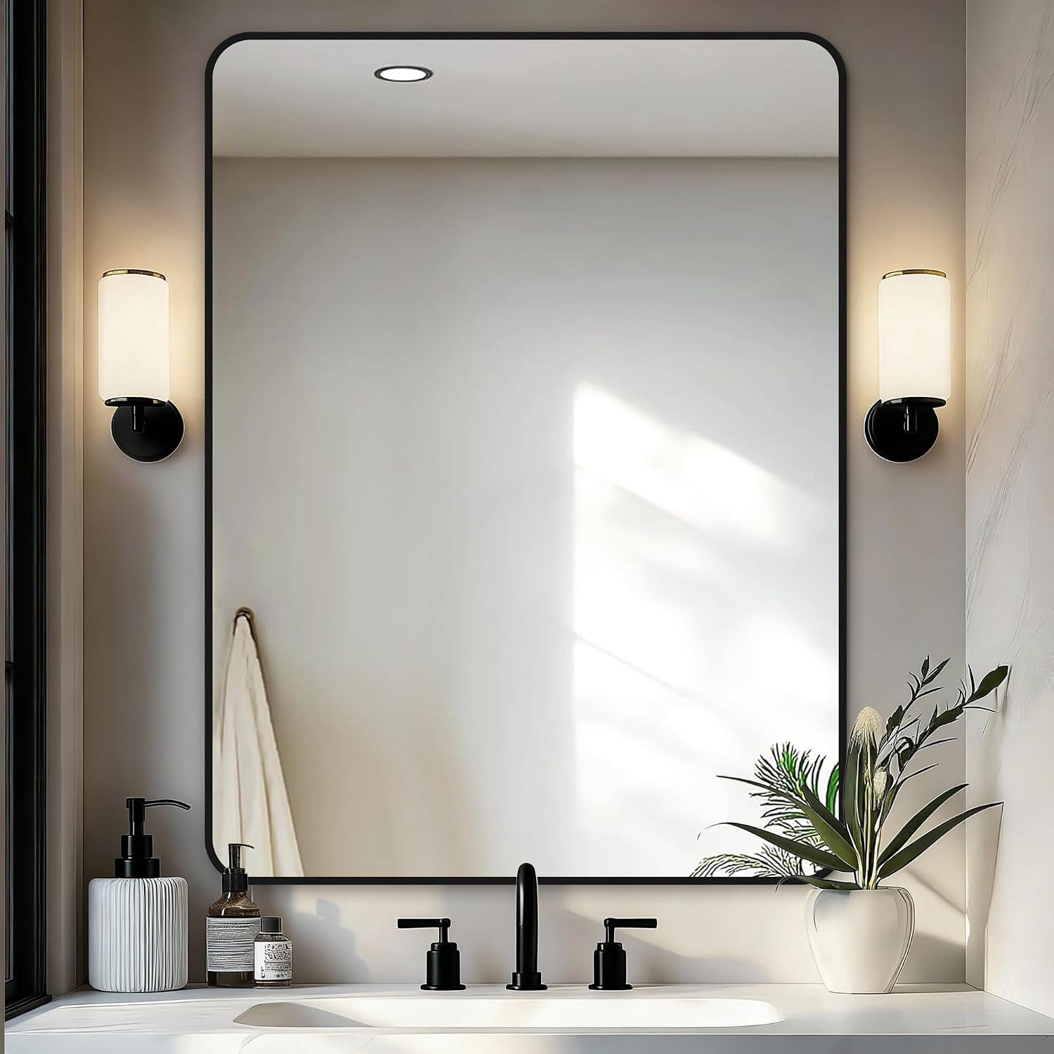 Black Bathroom Vanity Mirror 30"L x 40"W, High-Definition, Shatterproof ...