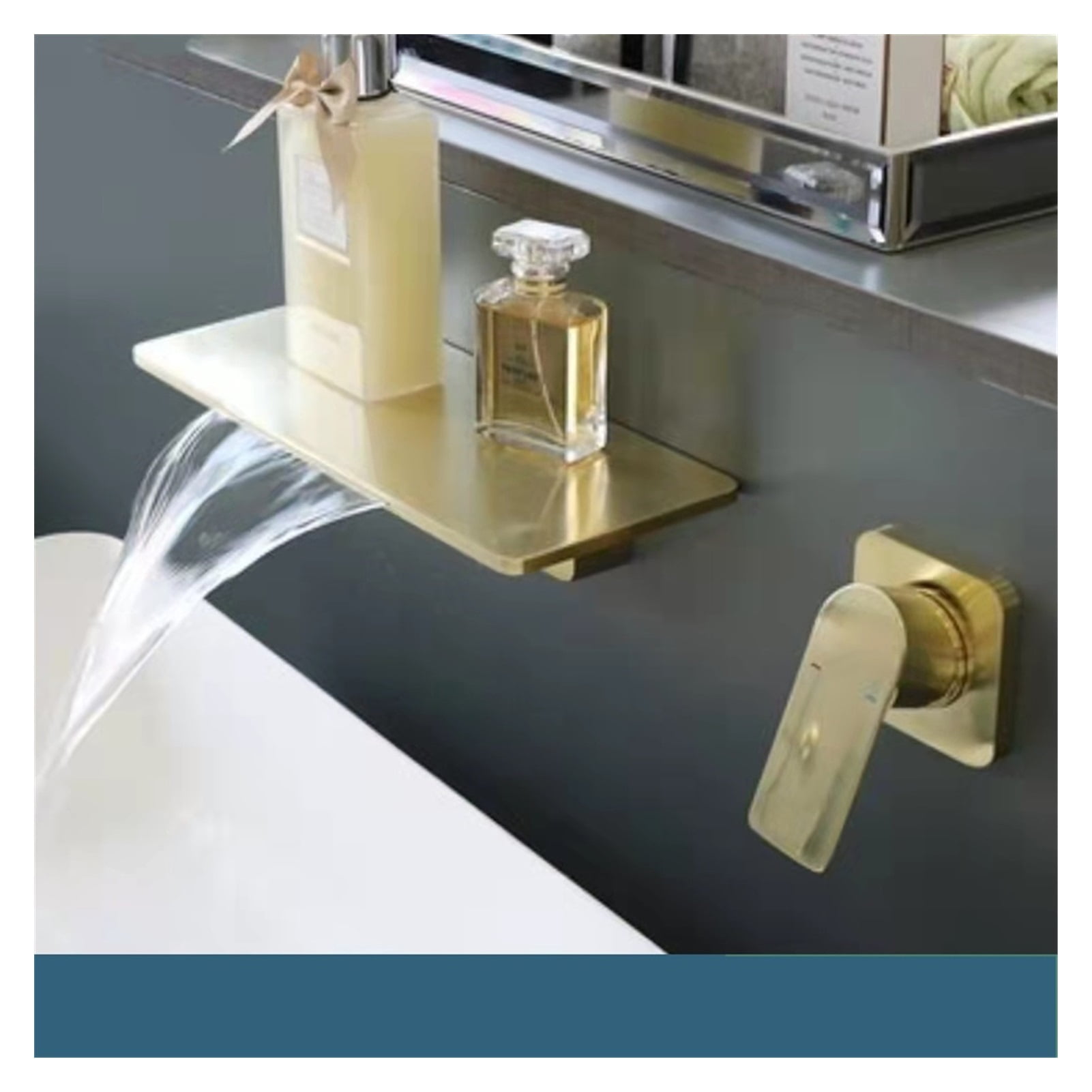 Black Bathroom Waterfall Basin Mixer Faucet Single Lever Wall Mounted ...