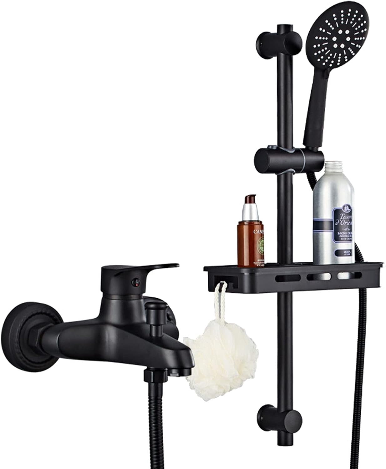 Black Bathtub Faucet, Brass Single Handle Mixer Tap, Bathroom Wall ...
