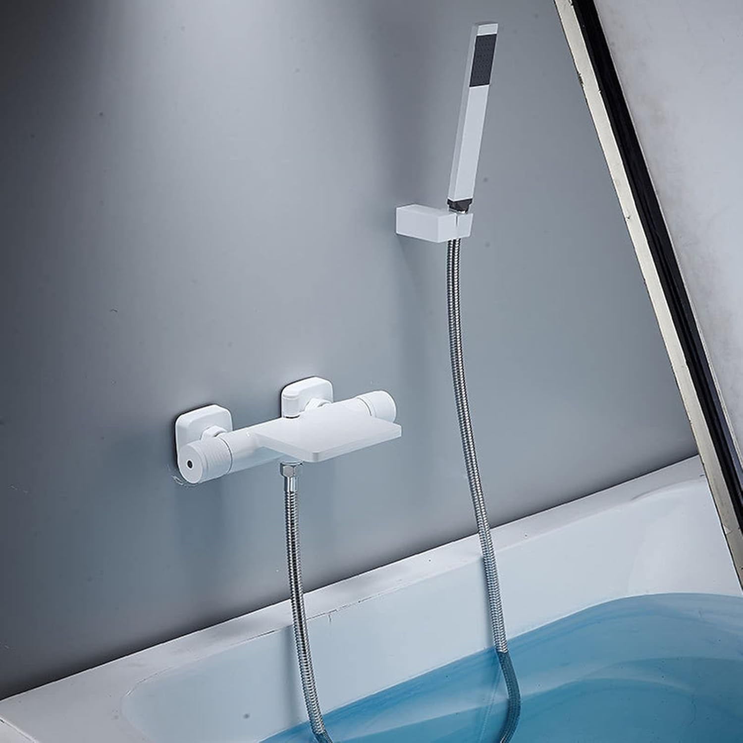 Black Bathtub Faucet, Cylinder Side Waterfall Shower Faucet Set, Copper ...