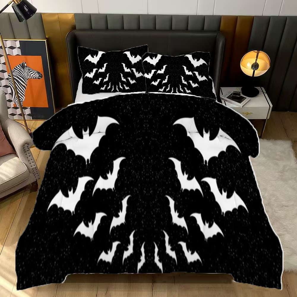 Black Bats Comforter Set Full Size Bedding Set For Travl Bedroom Decor ...