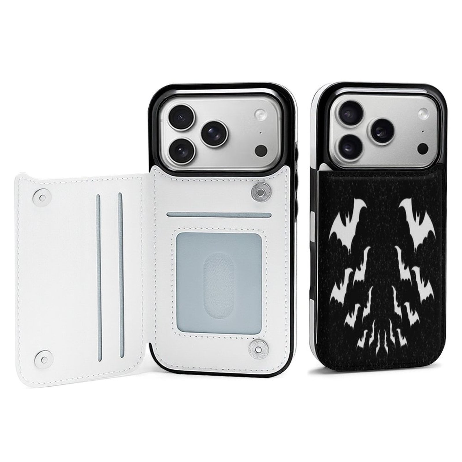 Black Bats Leather Wallet Case for iPhone 16 Plus Wallet Case Card ...