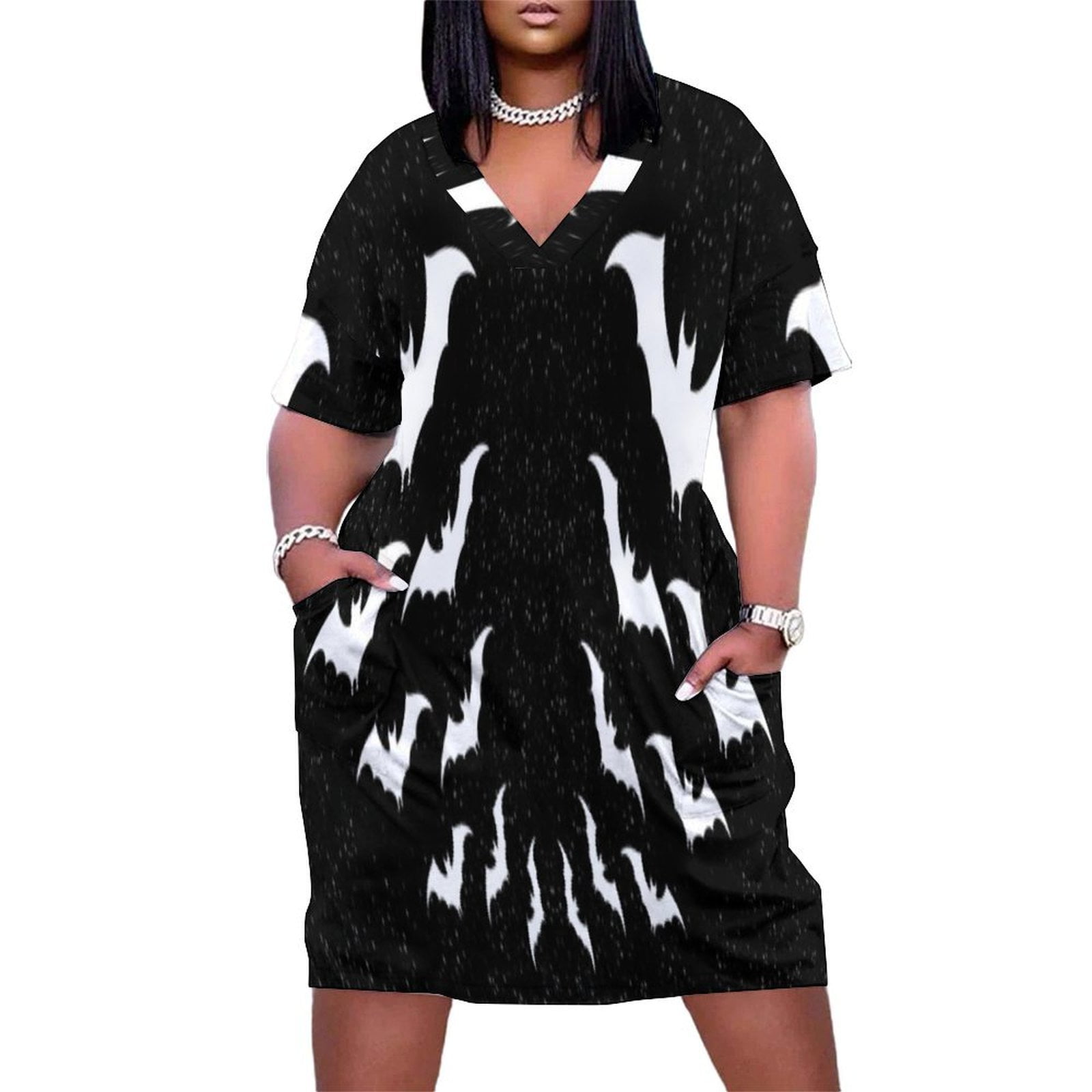 Black Bats Loose Pocket Dress Dresses Summer Summer Dresses for Women ...