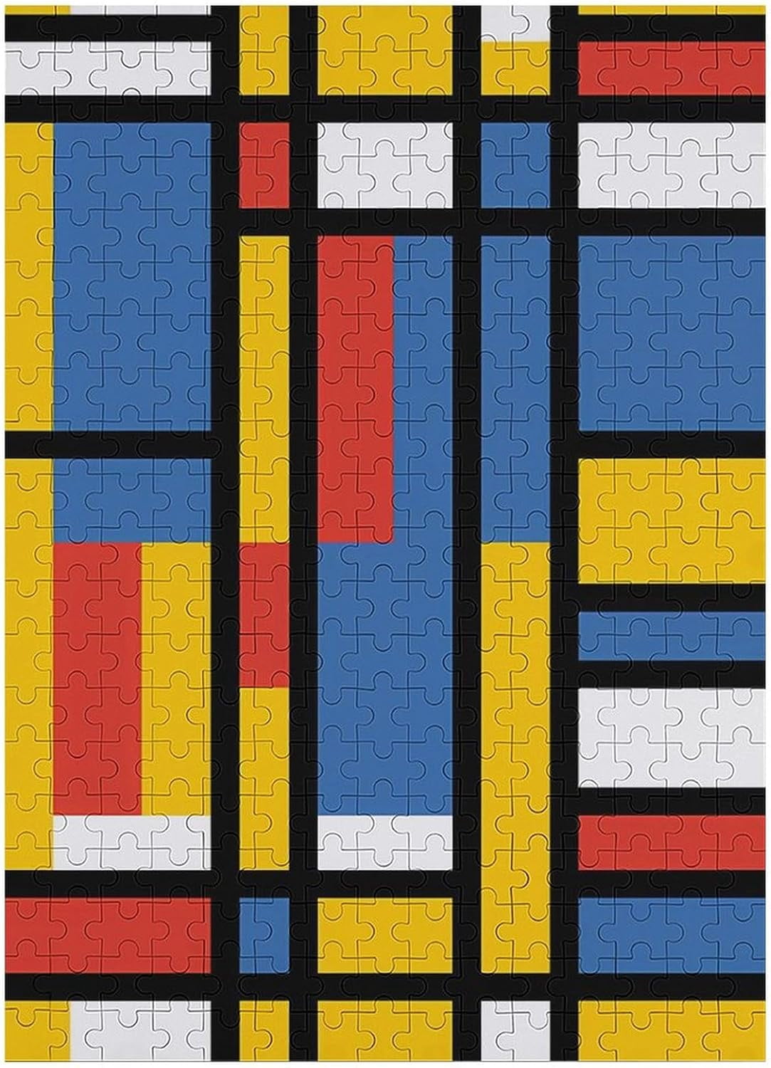 Black Bauhaus Abstract Modern Mondrian Style Blue Geometric Jigsaw ...