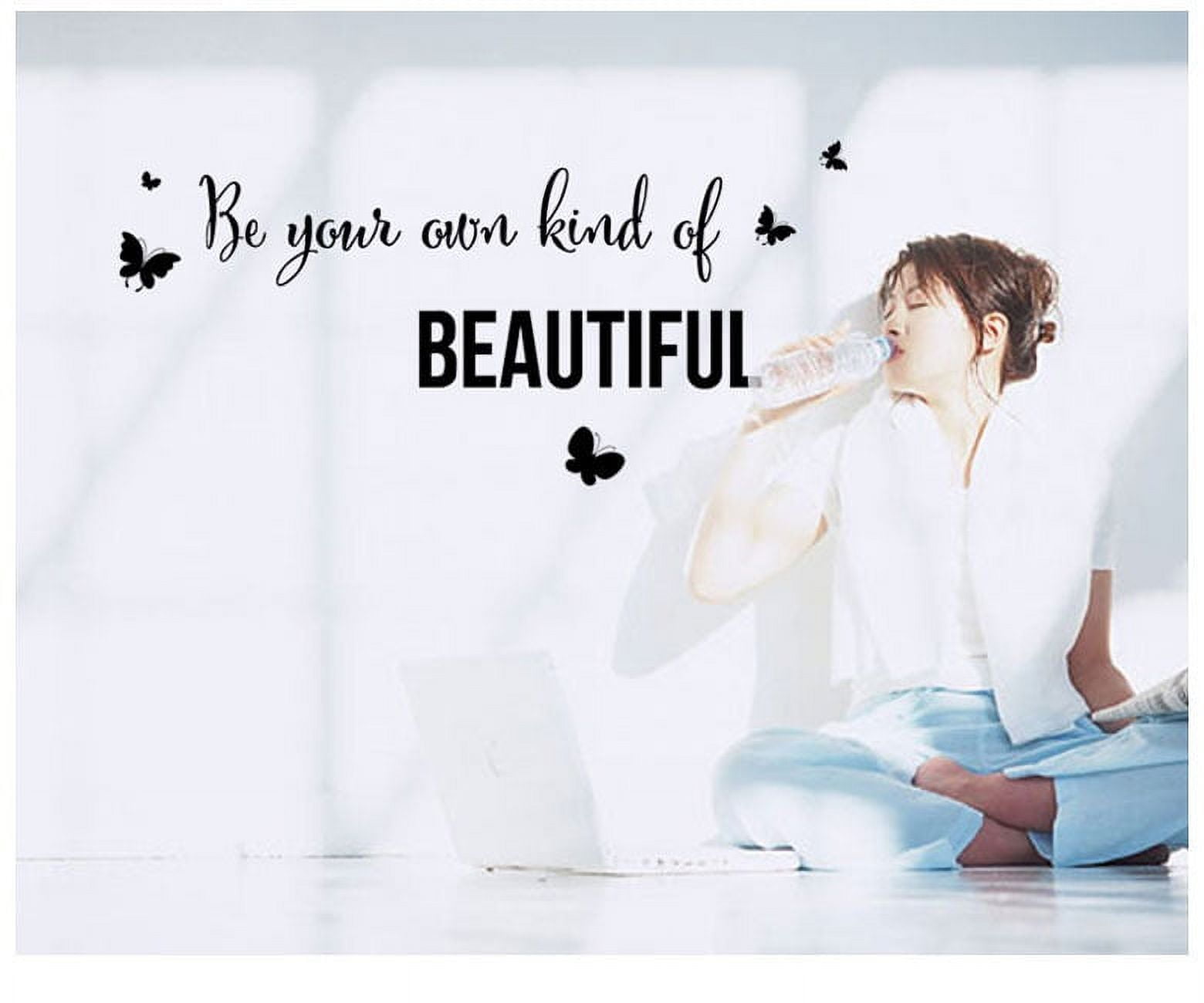 Black Be Your Own kind of Beautiful Decals Flower Vine Wall Sticker Art ...