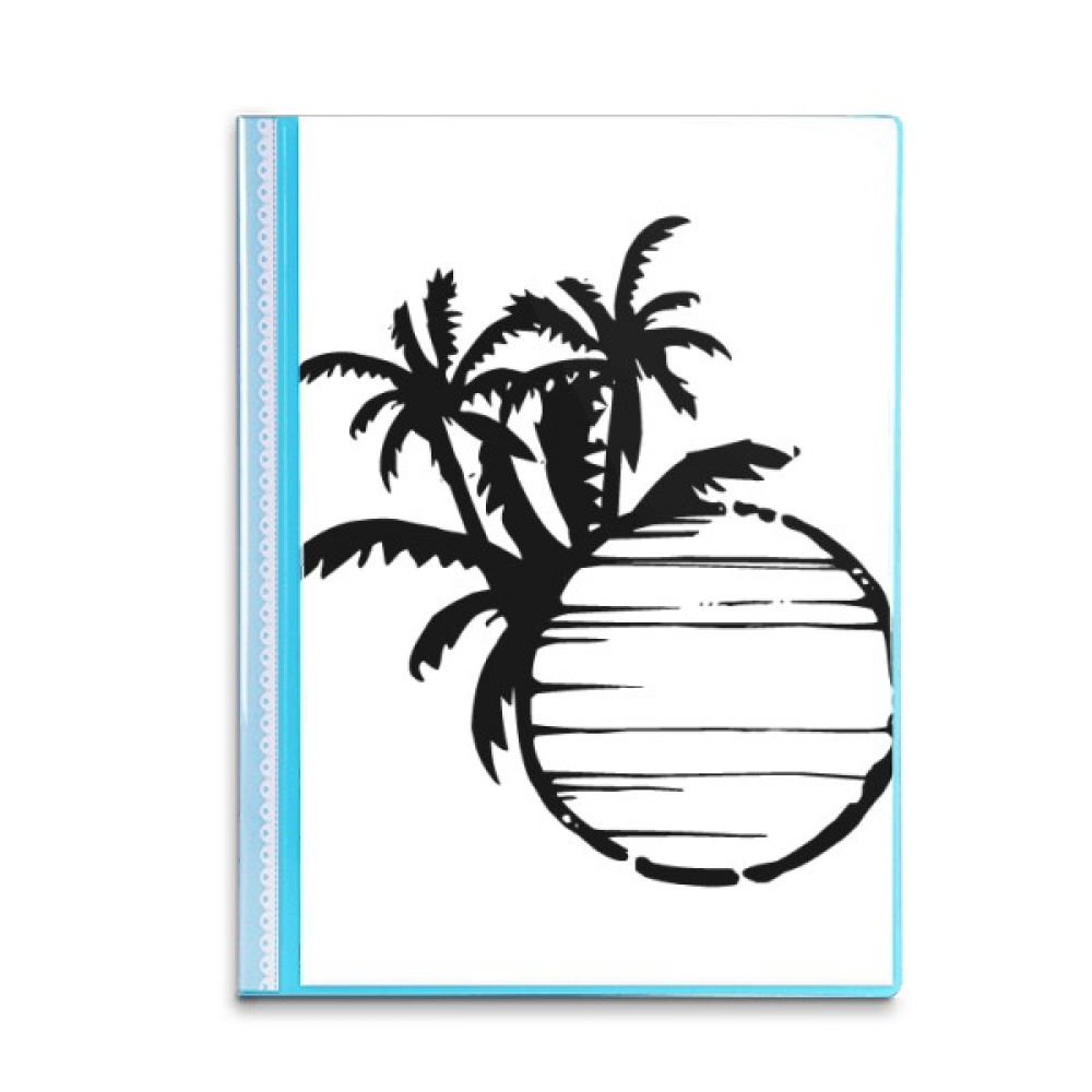 Black Beach Coconut Tree Outline Book Sheet Protectors Portfolio Binder ...