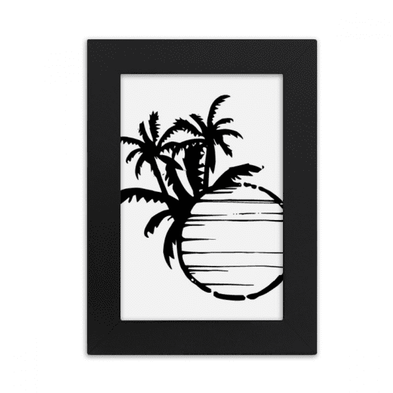 Black Beach Coconut Tree Outline Desktop Photo Frame Picture Display ...