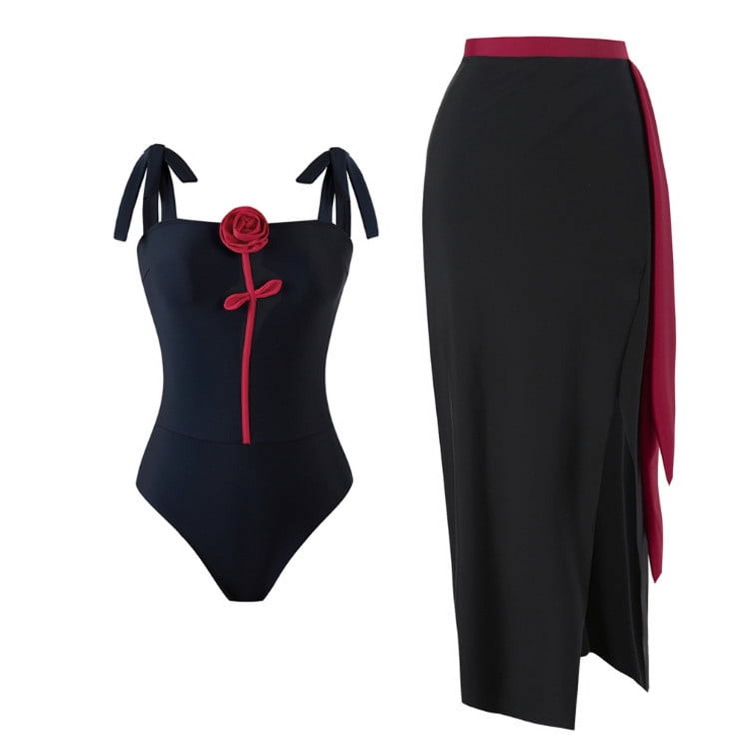 Black Beach Match Modest Sets for Women Spandex Sun Graphic Midi ...