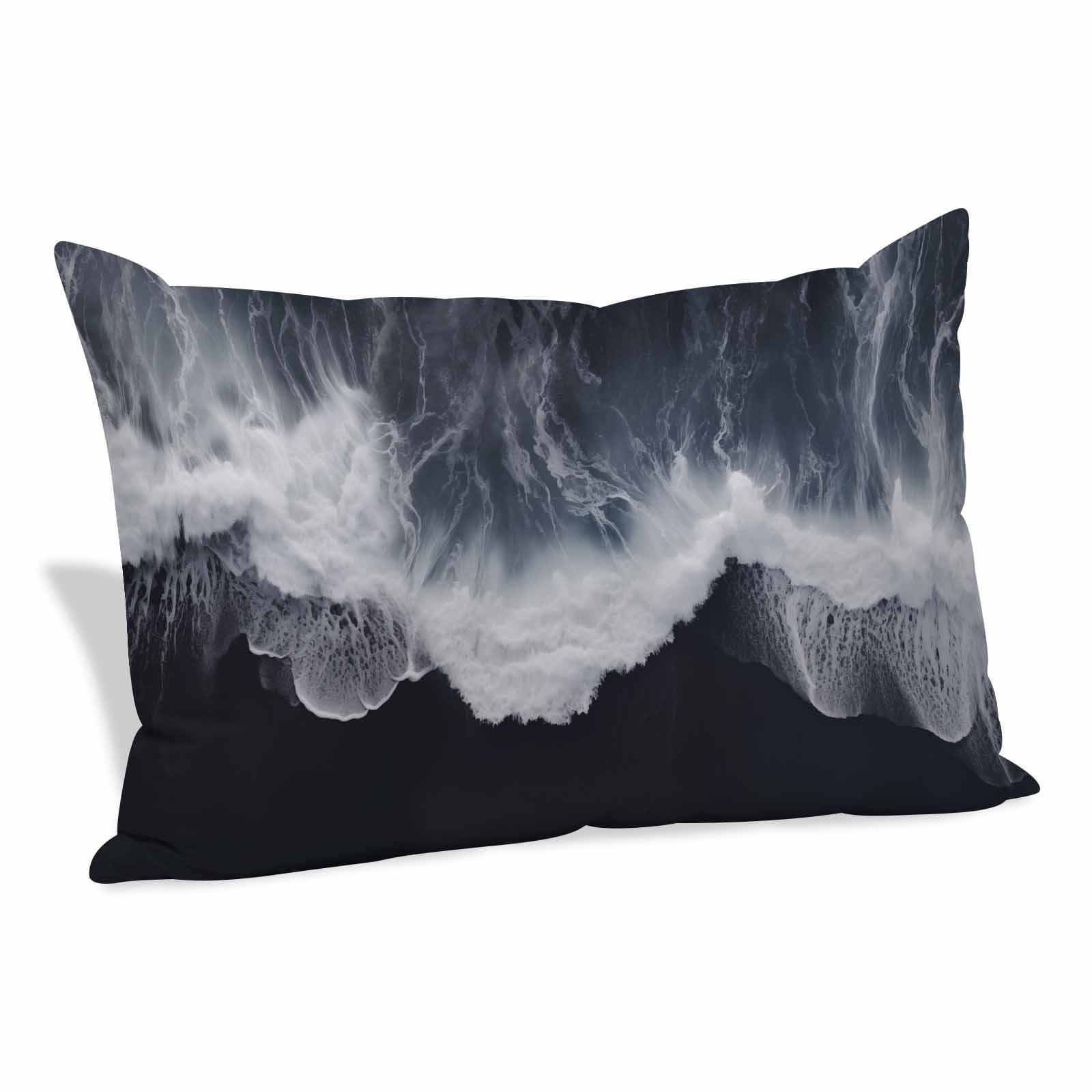 Black Beach Pillow Covers 24x36 Inch, Ocean Soft Brushed Throw Pillow ...