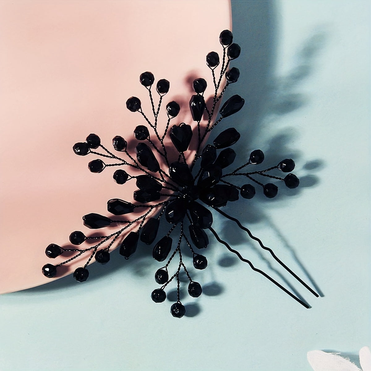 Black Beaded Branch-style Handmade Hairpin, a Stylish and Elegant ...
