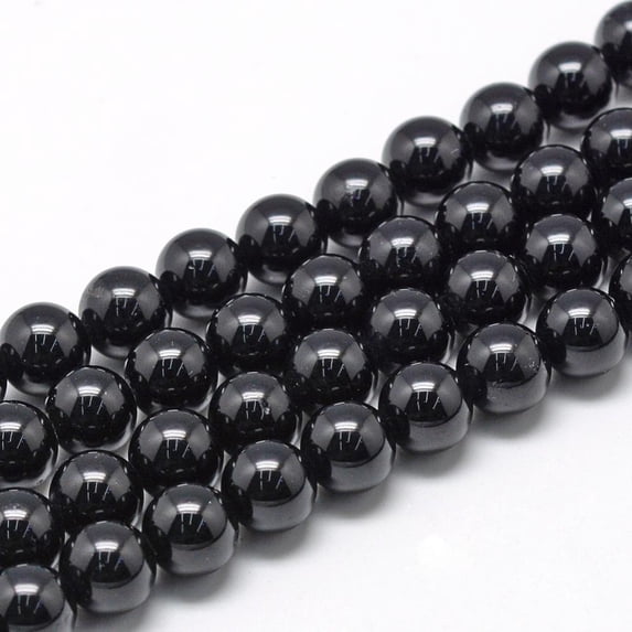 Black Beads Strands Round 8~9mm Hole: 1mm 45~48pcs/strand 15.7 inch ...