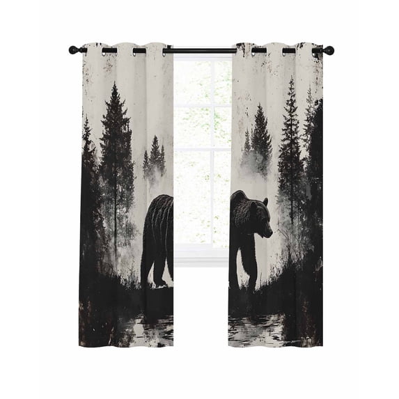 Black Bear Blackout Curtains 72 Inches Long for Bedroom, Farmhouse ...