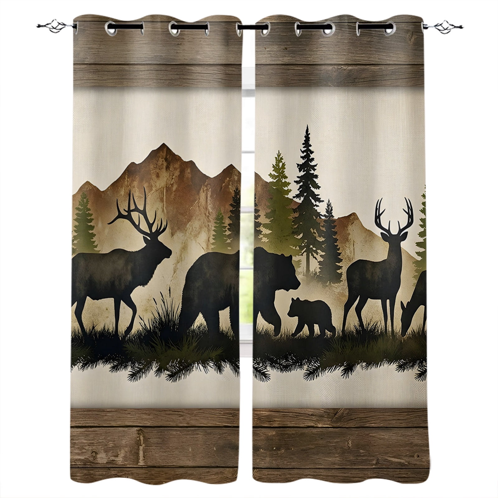 Black Bear Blackout Curtains for Bedroom/Living Room, Thermal Insulated ...