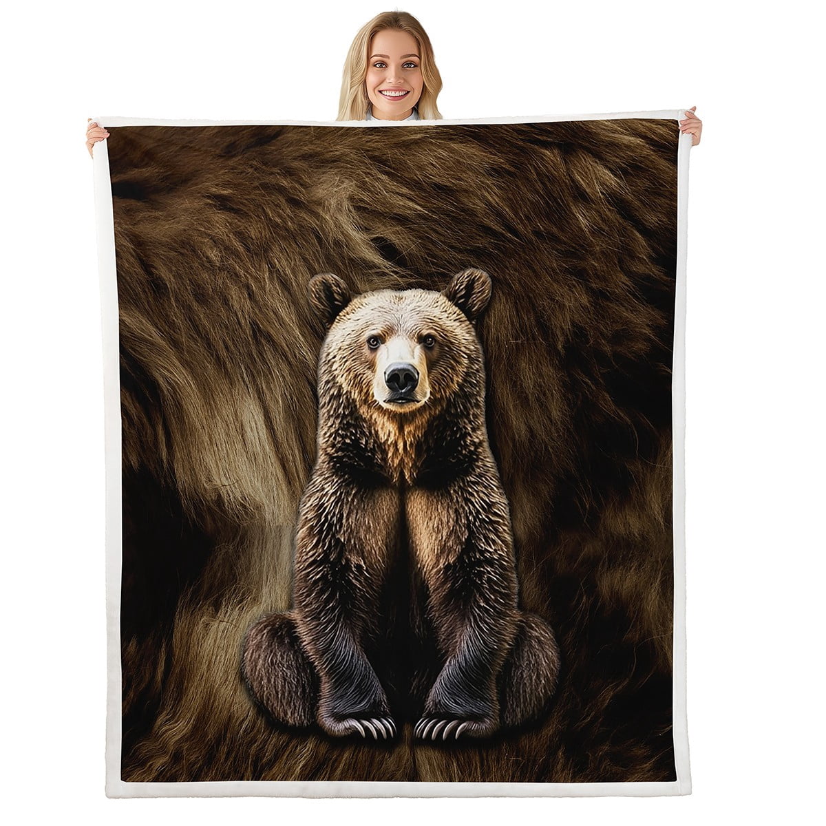 Black Bear Blanket,3D Bear Print Throw Blanket,Jungle Wildlife Fleece ...