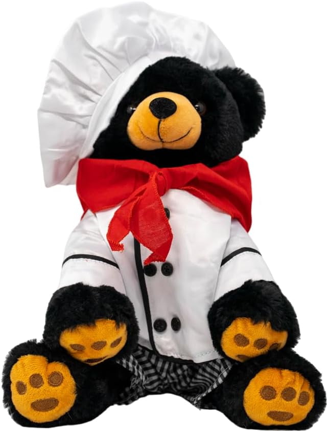 New "Black Bear 16-inch Plush Toy with Chef Outfit – Includes Hat and ...