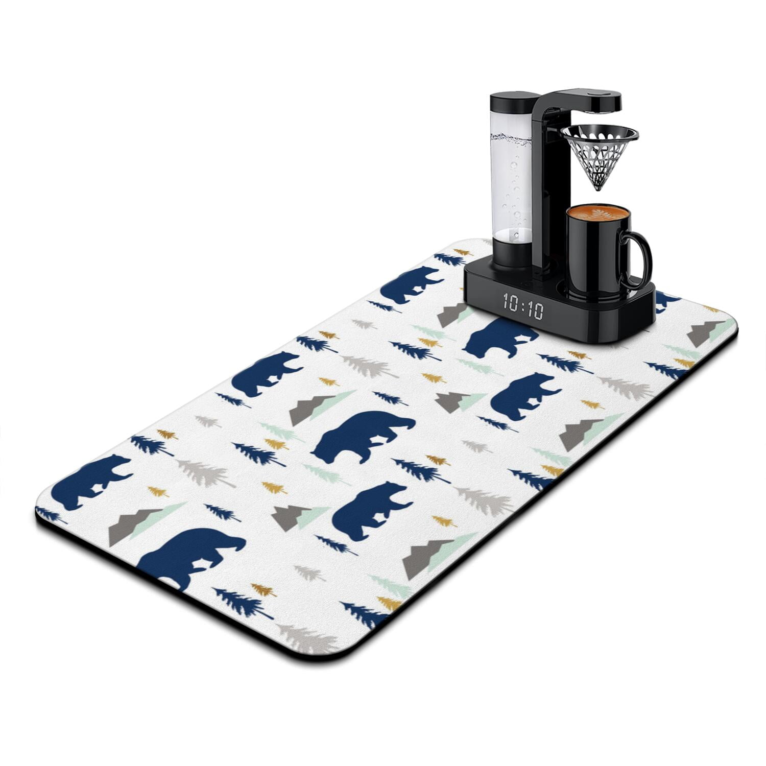 Black Bear Coffee Maker Mat Absorbent Counter Protector, Artistic Bear ...