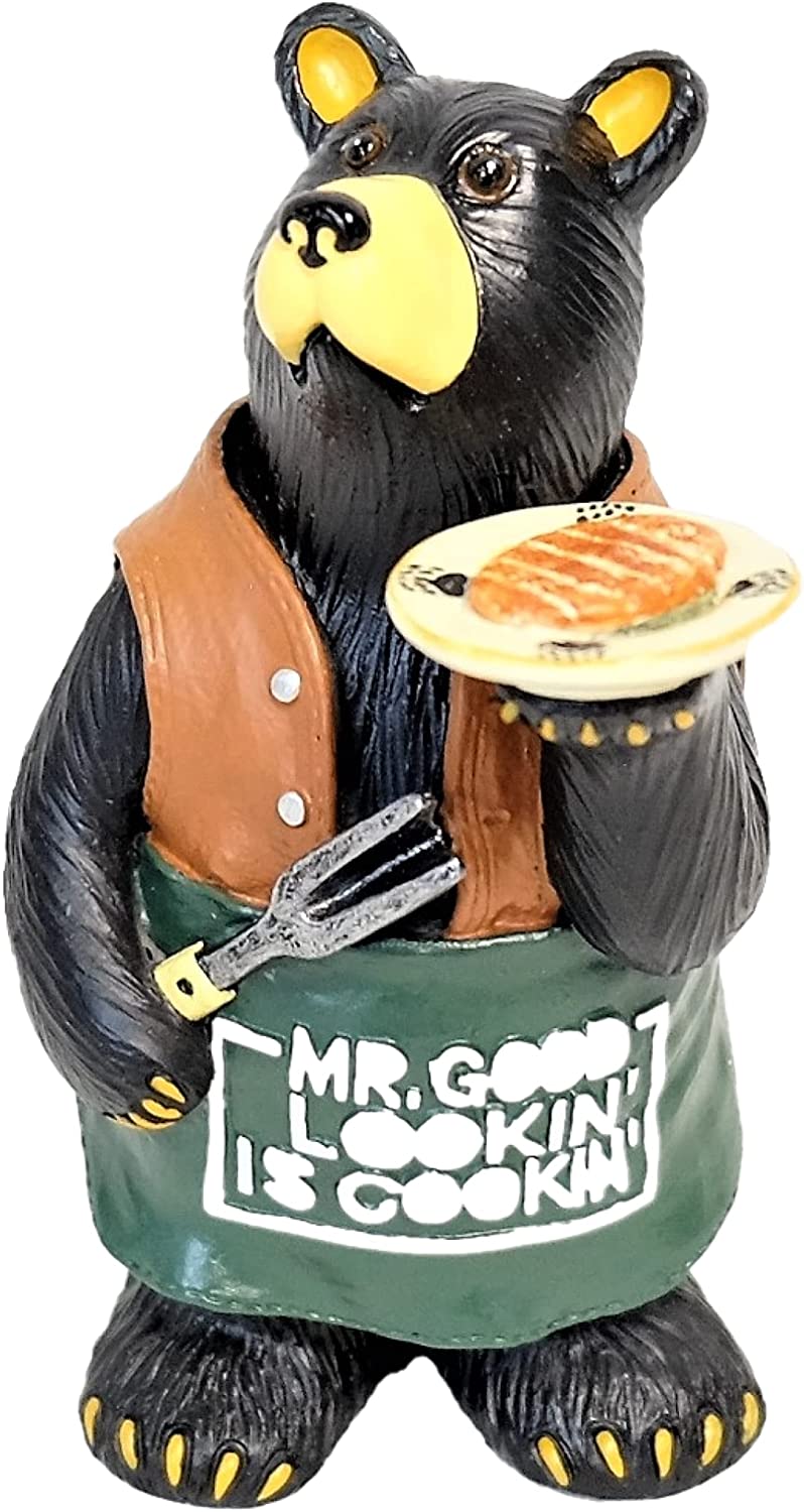 Black Bear Cooking Grill Chef Statue Figurine Whimsical Cabin Stocking ...