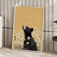 Black Bear Cub Dandelion Wall Art, Neutral Wildflower Decor, Unframed ...