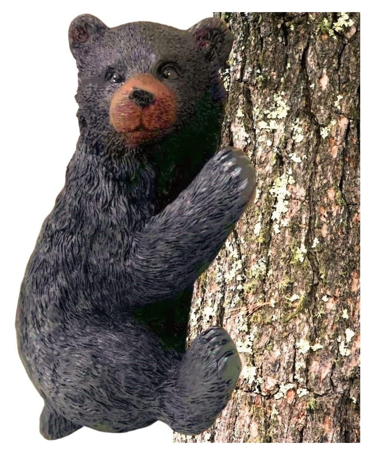 Black Bear Cub Tree-Mounted Ornament - Realistic Polyresin Garden Decor ...