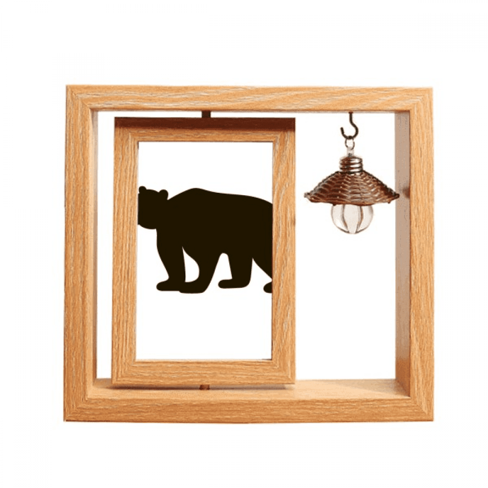 Black Bear Cute Animal Portrayal Wooden Rotating Picture Photo Frame ...