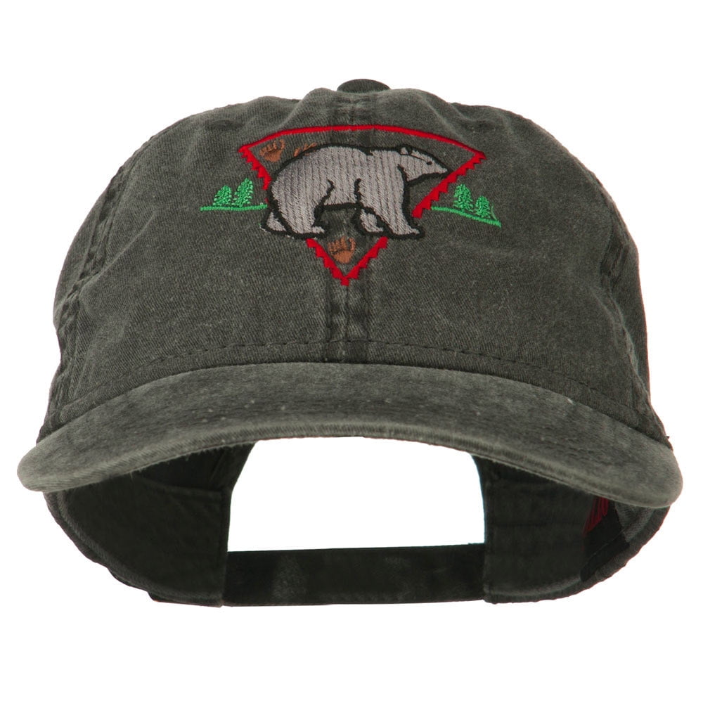 Black Bear Embroidered Washed Cap - Black OSFM - Walmart.com