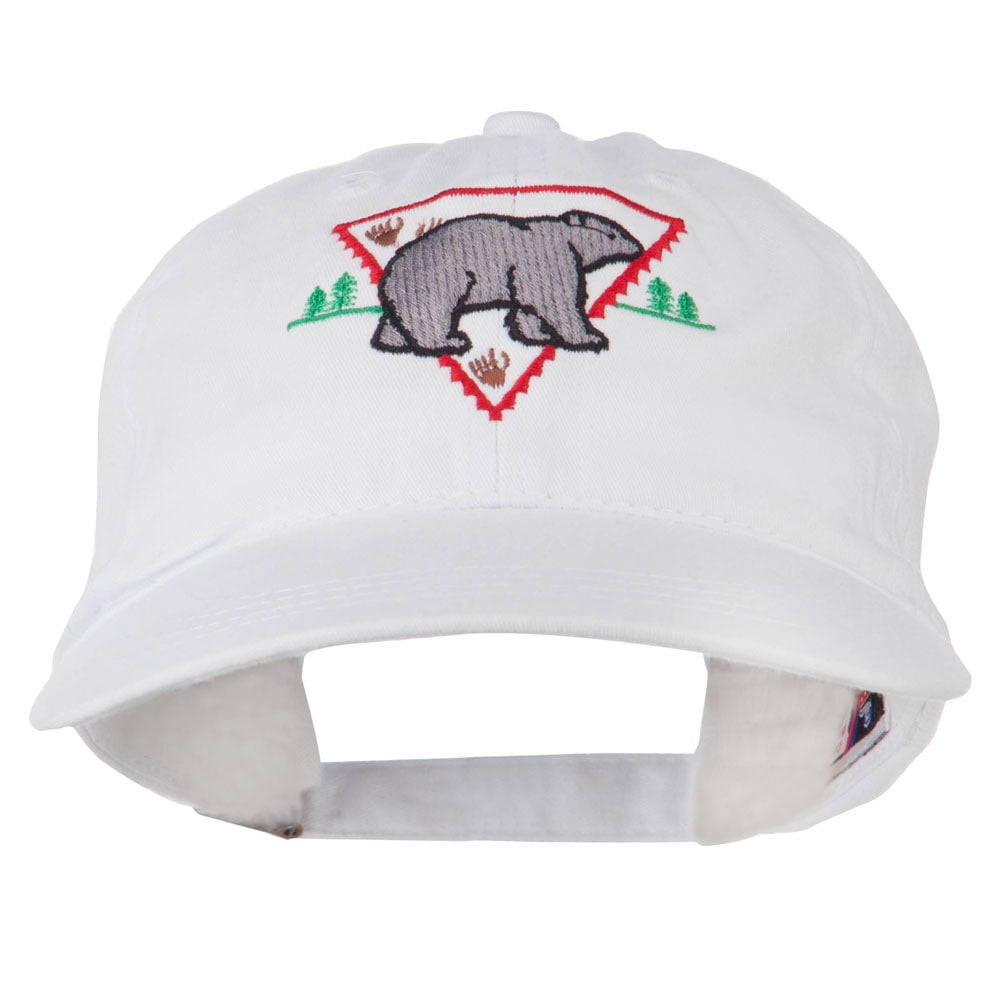 Black Bear Embroidered Washed Cap - White OSFM - Walmart.com