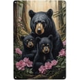 Black Bear Family Forest Wall Art Metal Tin Sign 8x12 Inch Aluminum ...