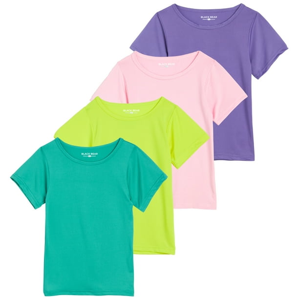 Black Bear Girls’ Athletic T-Shirt – 4 Pack Active Performance Dry-Fit ...