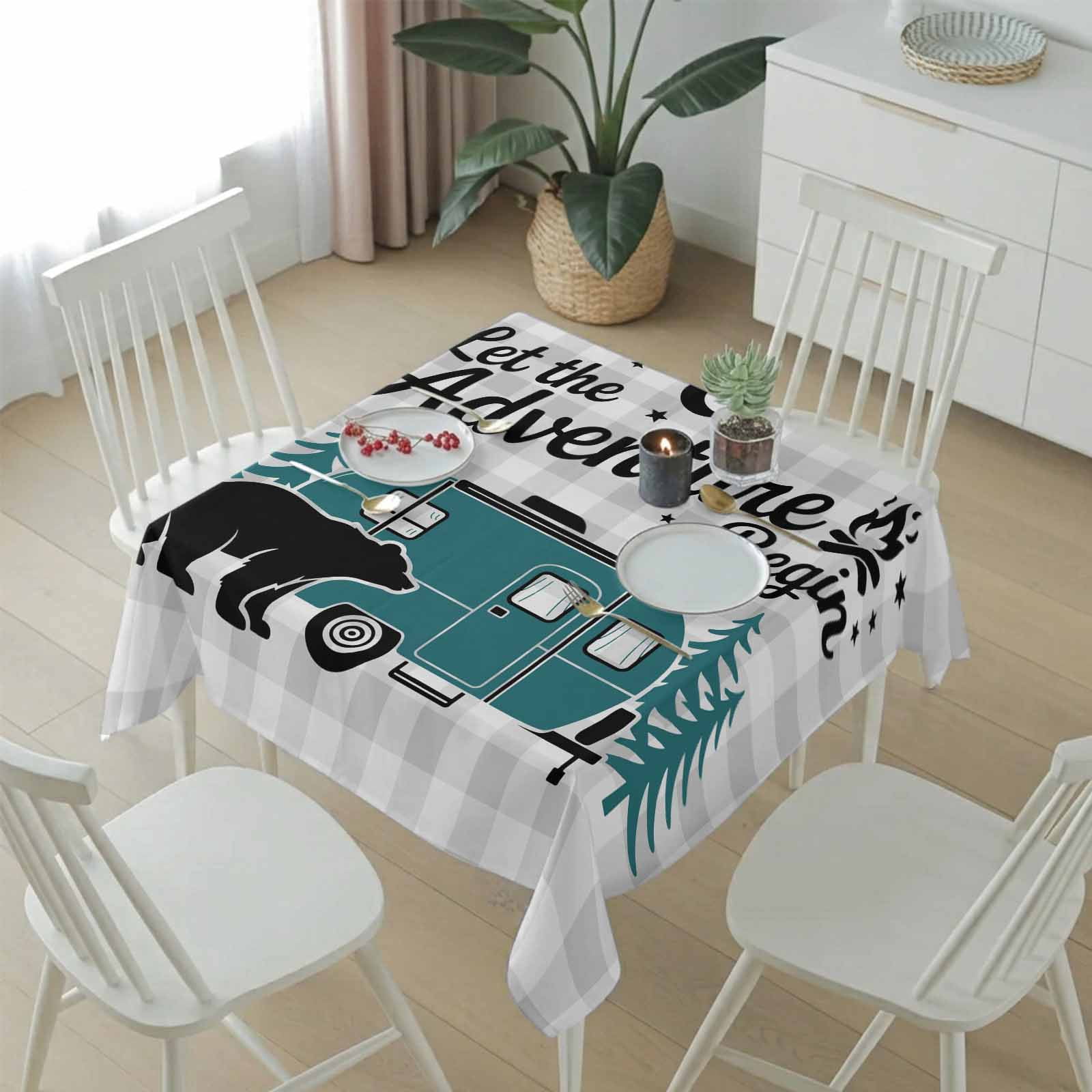 Black Bear Green Tree CV Adventure Table Cloth 54x54in, Waterproof ...